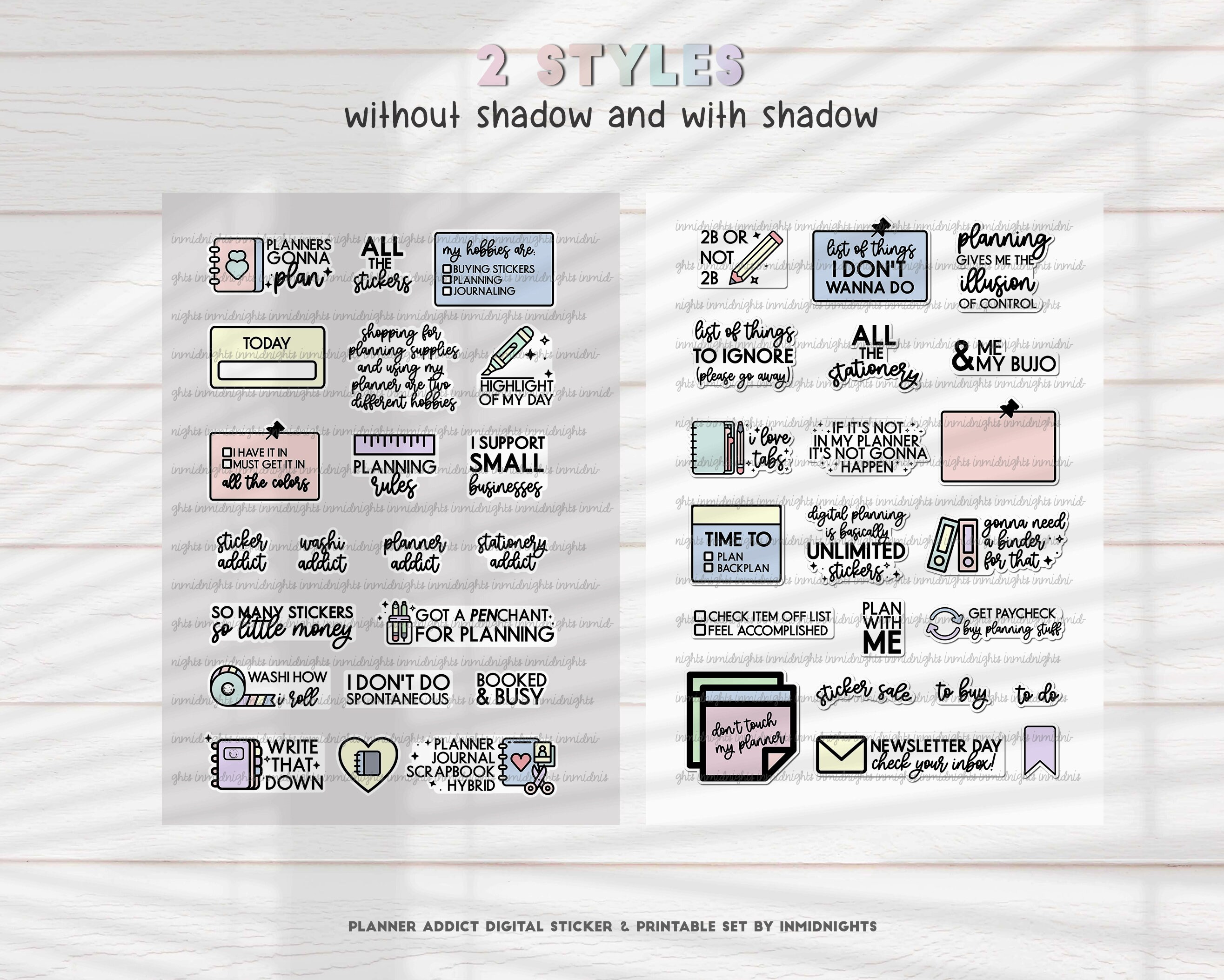 Planner Addict Digital Stickers Sticker Addict Printable Minimalist ...