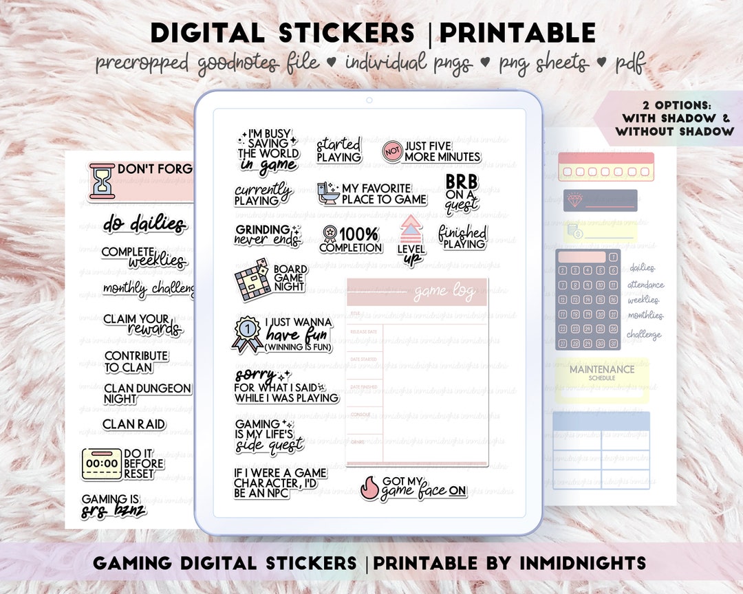 Gaming Digital Stickers & Printable Minimalist Pastel Colored Video ...
