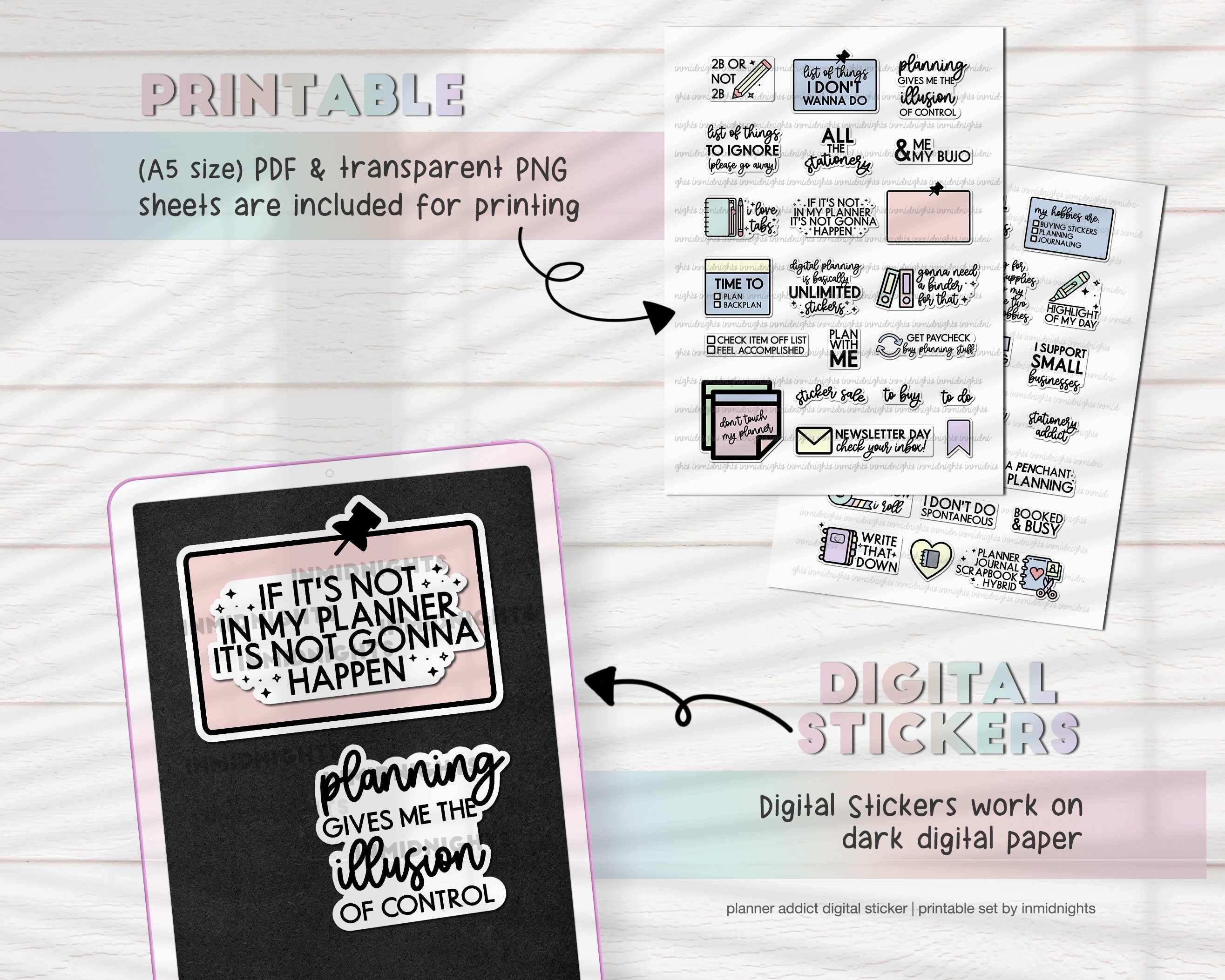 Planner Addict Digital Stickers Sticker Addict Printable Minimalist ...