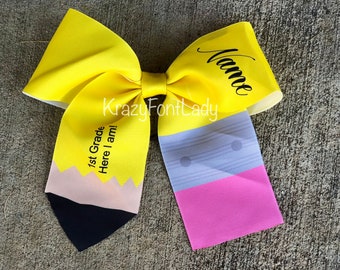 School Pencil Personalized Bow - Etsy