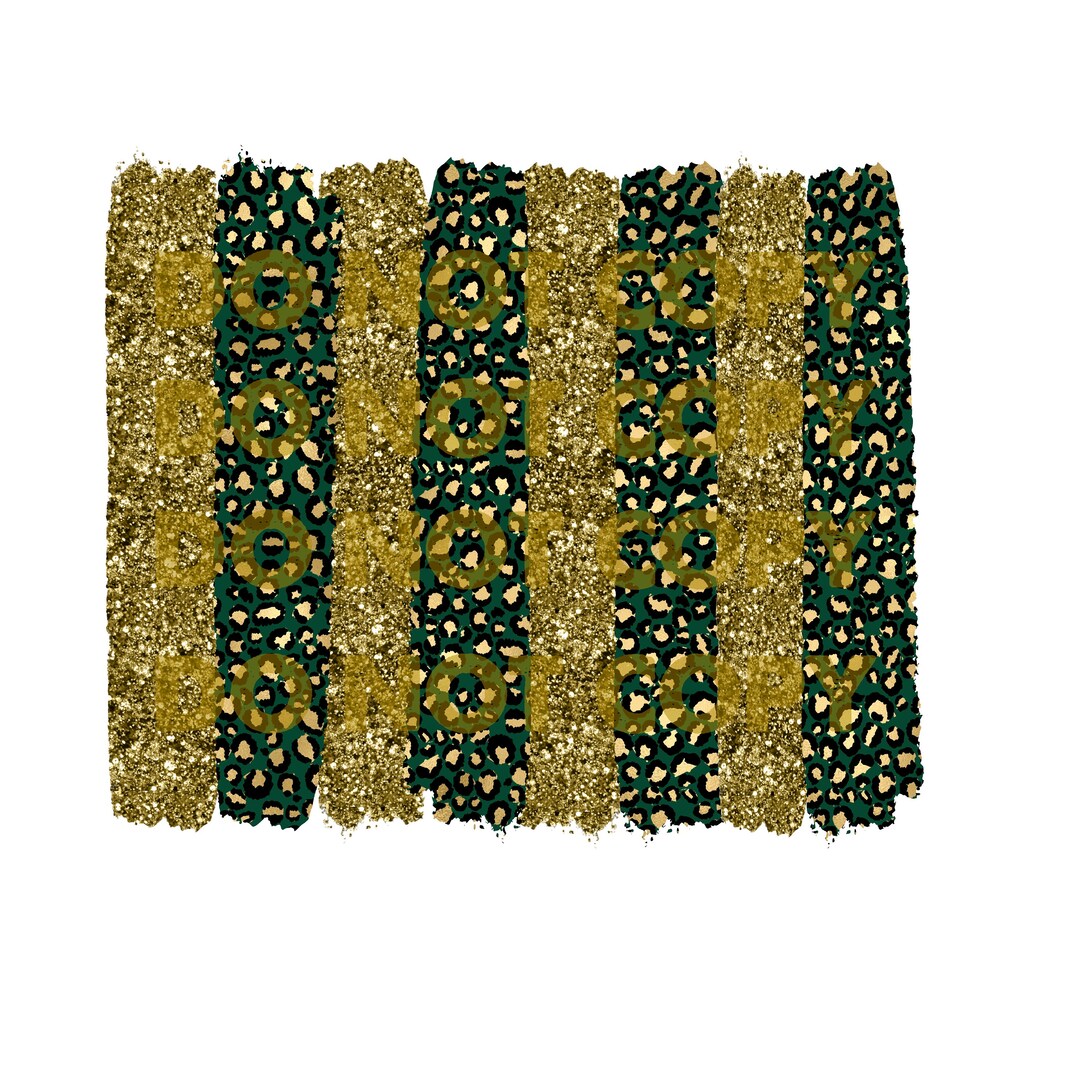 Green and Gold Leopard With Gold Glitter Brushstroke PNG Download - Etsy