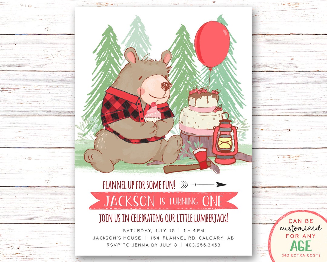 Lumberjack Invitations, Lumberjack Birthday Invitation, Flannel ...