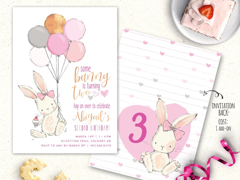 Bunny Invitation Bunny Birthday Invitation Bunny Party | Etsy