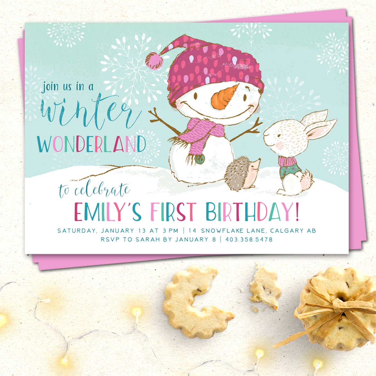 Winter Birthday Invitation Snowman Invitation Snowflake - Etsy Canada