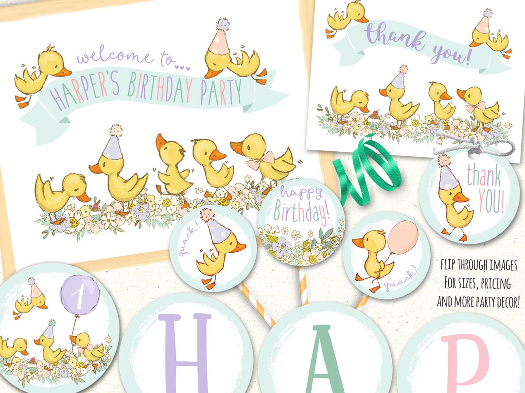 Printable Ducky Party Decorations, Party Decorations, Duckling Birthday ...