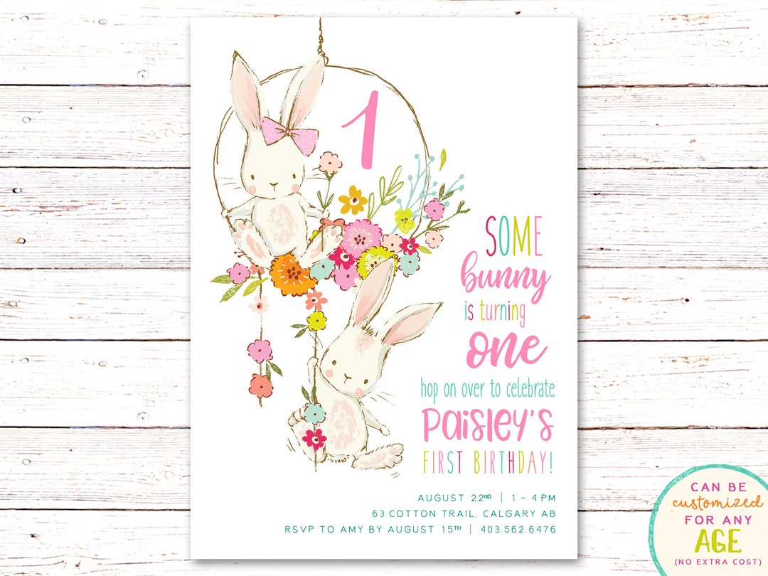 Bunny Invitation, Printable Bunny Birthday Invitation, Bunny Party ...