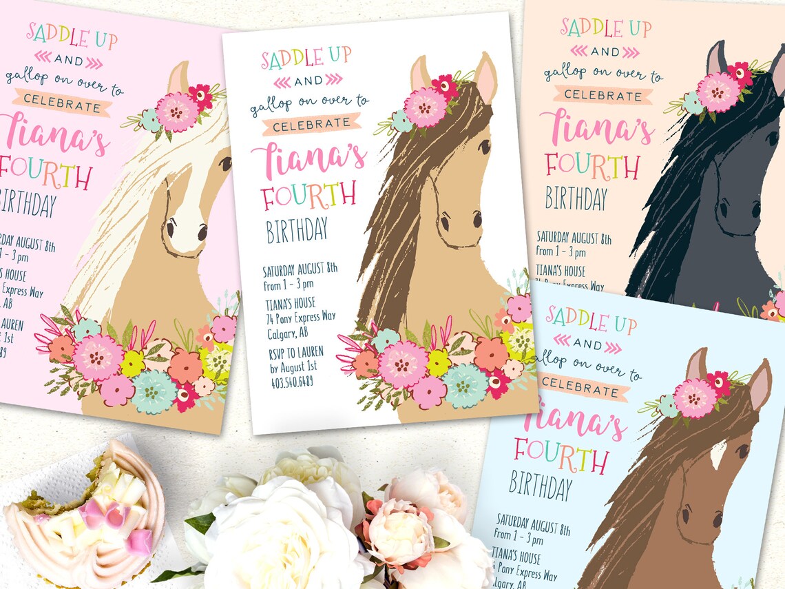 Pony Birthday Invitation Pony Invitation Horse Invitation - Etsy Canada