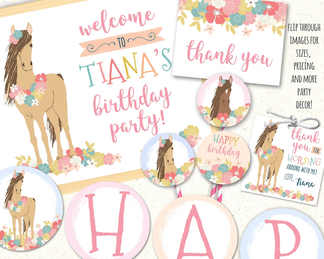 Pony Party Printables, Horse Invitation, Horse Party Decorations, Horse ...