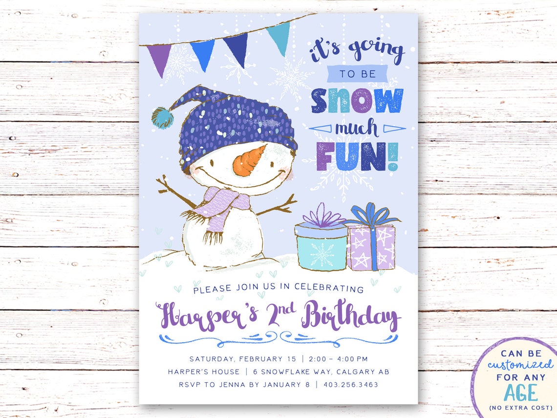 Printable Snowman Birthday Invitation Winter Birthday | Etsy