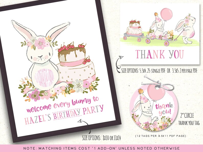 Printable Bunny Birthday Invitation Bunny Birthday Invite | Etsy