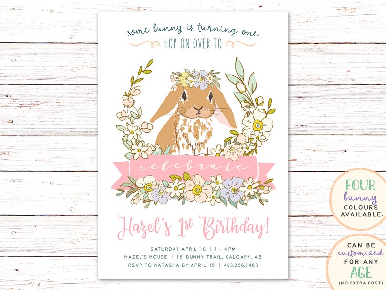 Printable Bunny Birthday Invitation Bunny Birthday Invite - Etsy