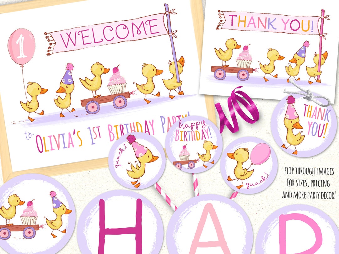 Printable Ducky Party Decorations, Party Decorations, Duckling Birthday ...