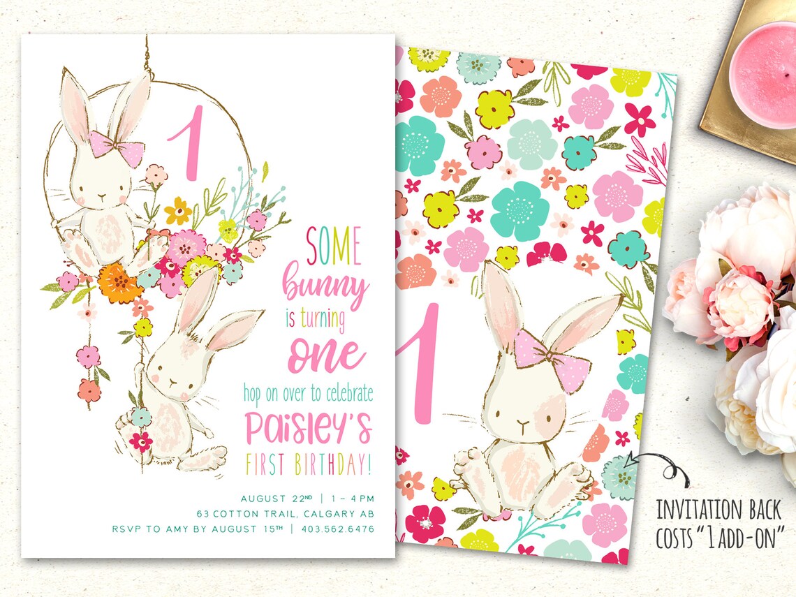 Bunny Invitation Printable Bunny Birthday Invitation Bunny - Etsy