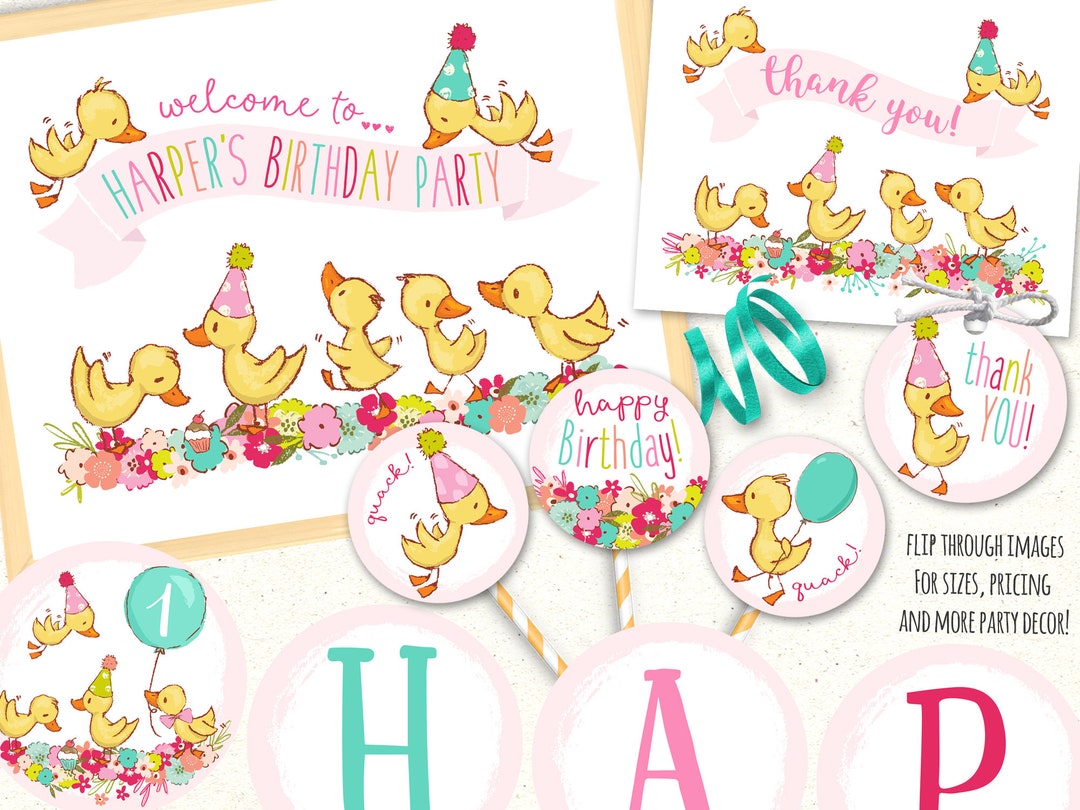 Printable Ducky Party Decorations, Party Decorations, Duckling Birthday ...