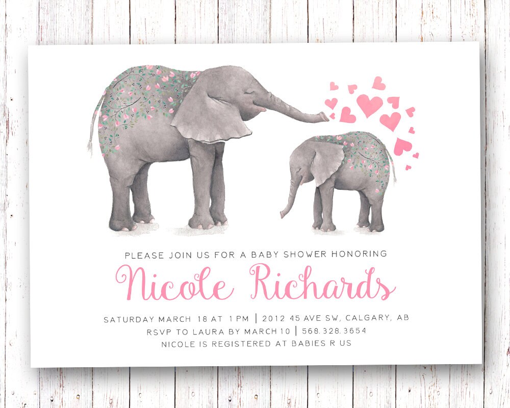 Elephant Baby Shower Invitation Elephant Shower Invitation | Etsy