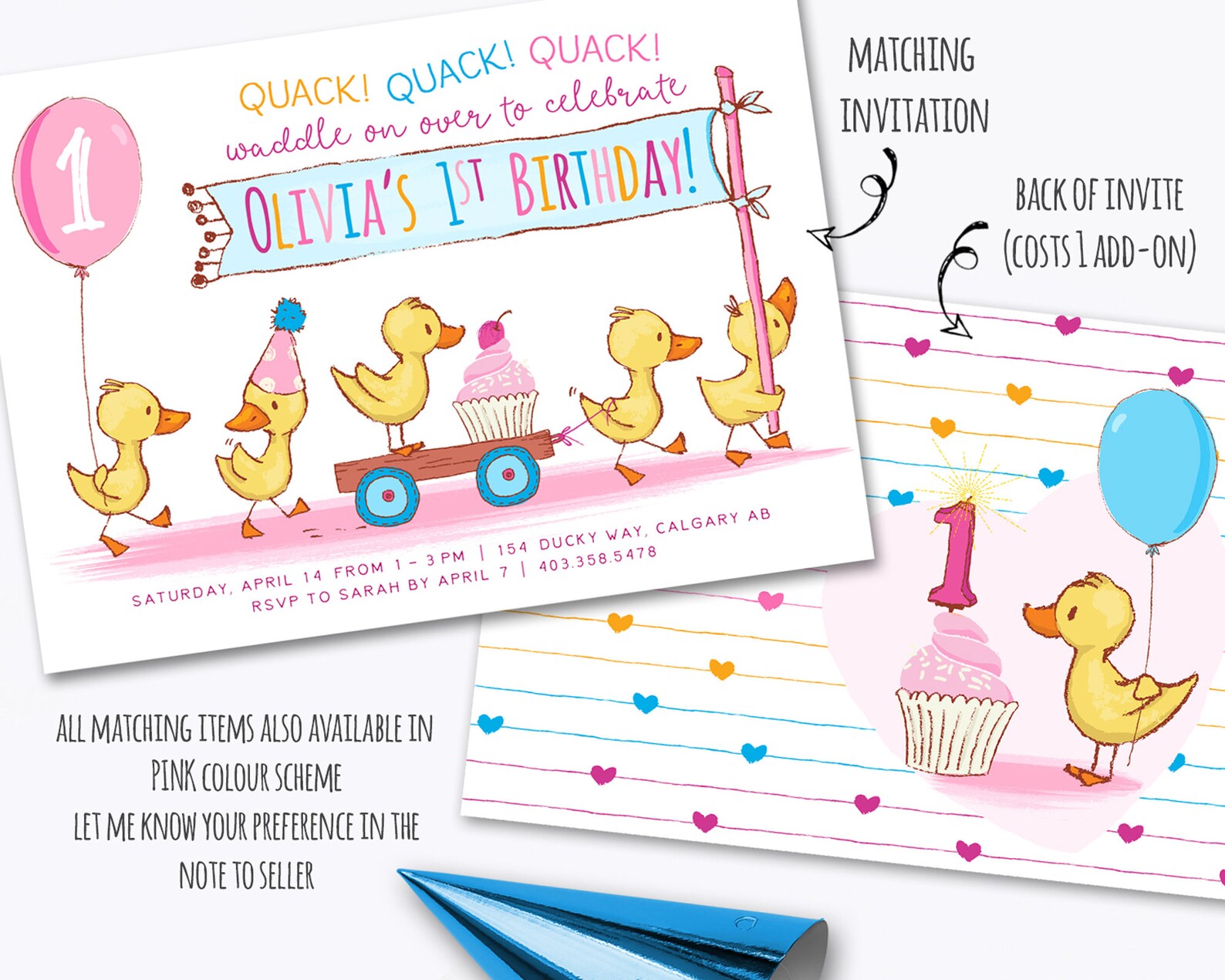 Ducky Invitation, Duck Invitation, First Birthday Invitation, Duckling ...