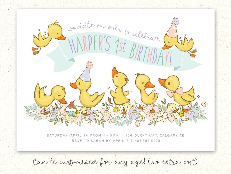 Ducky Printable Invitation Duck Invitation First Birthday - Etsy