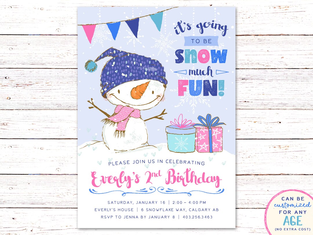 Printable Snowman Birthday Invitation, Winter Birthday Invitation ...