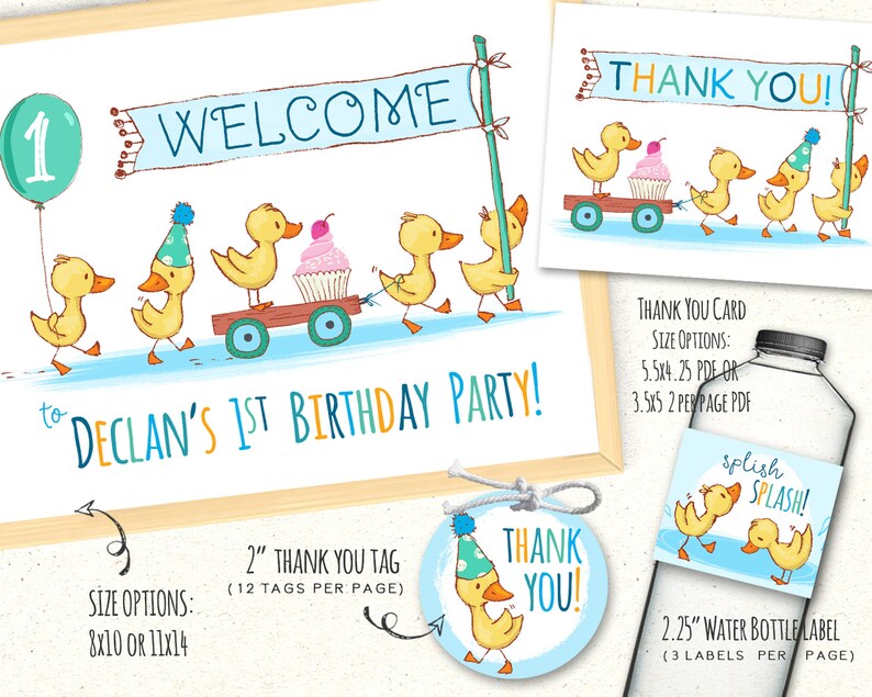 Ducky Invitation, Duck Invitation, First Birthday Invitation, Duckling ...