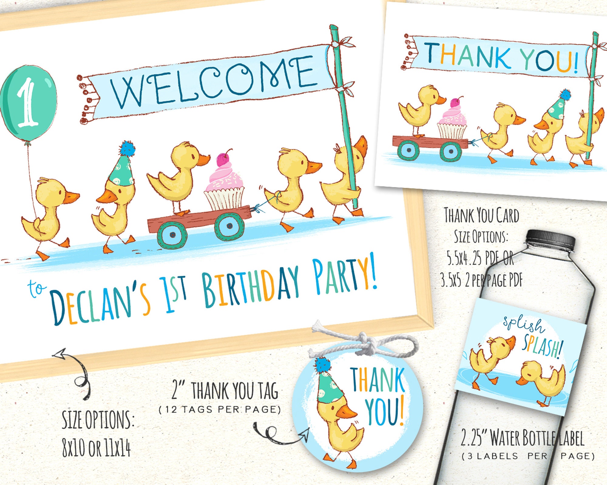 Ducky Invitation, Duck Invitation, First Birthday Invitation, Duckling ...