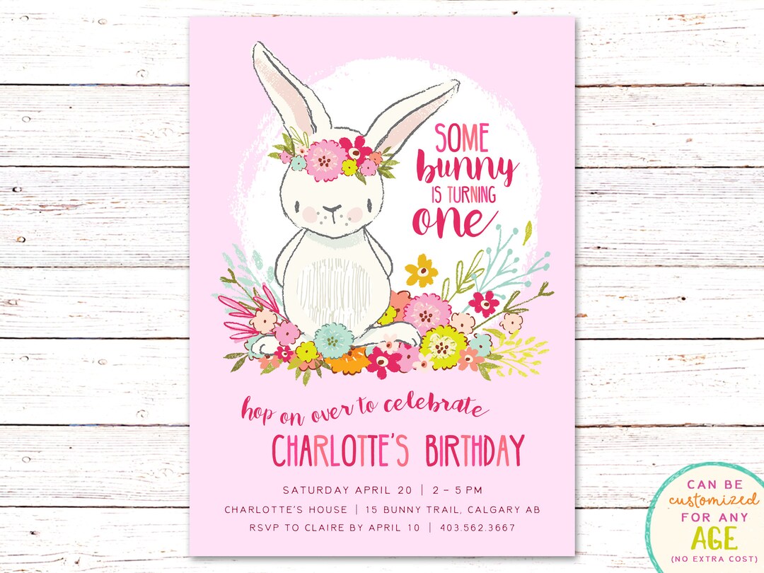 Bunny Invitation, Bunny Invite, Bunny Party Invitation, First Birthday ...