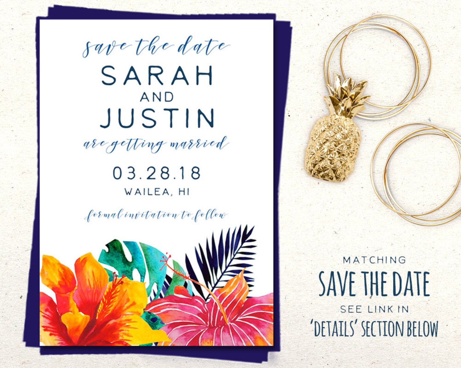 Wedding Invitation, Destination Wedding Invitation, Tropical Wedding ...
