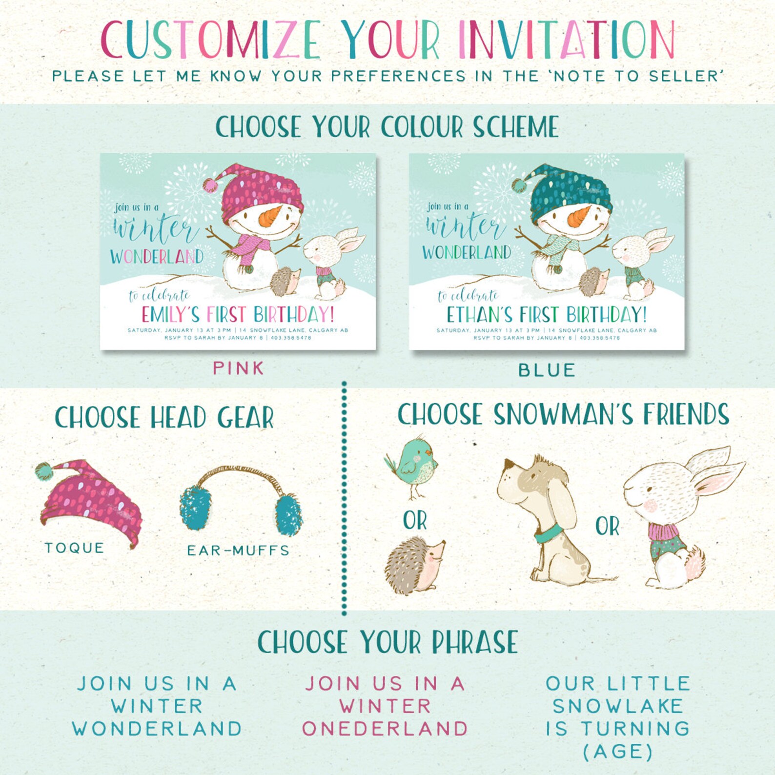 Winter Birthday Invitation Snowman Invitation Snowflake - Etsy Canada