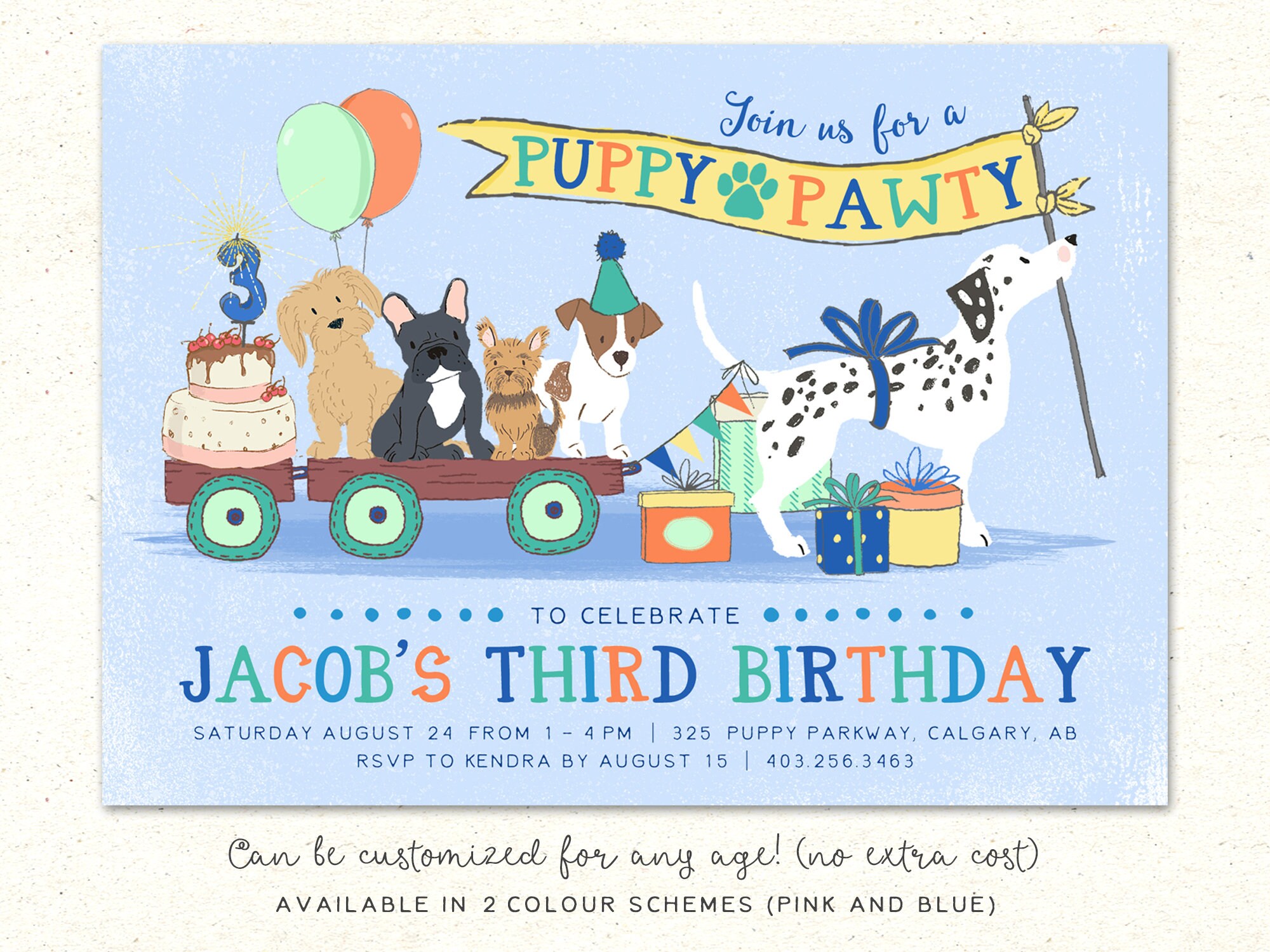 Puppy Birthday Invitation Puppy Party Invitation Dog | Etsy