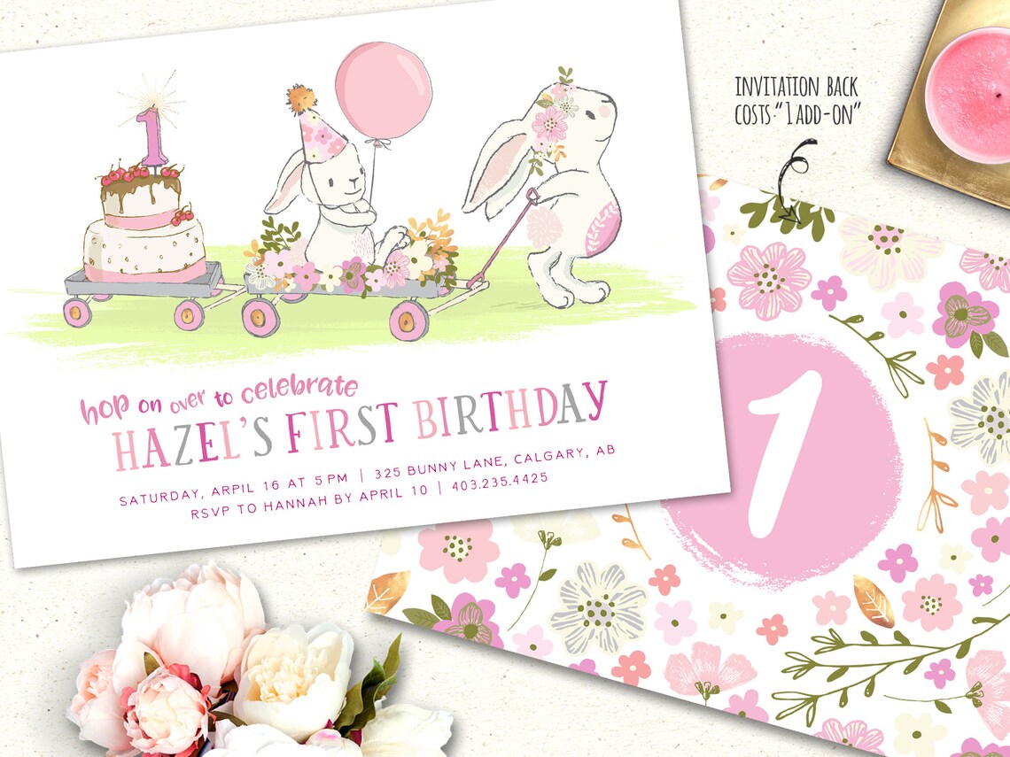 Printable Bunny Birthday Invitation Bunny Birthday Invite - Etsy