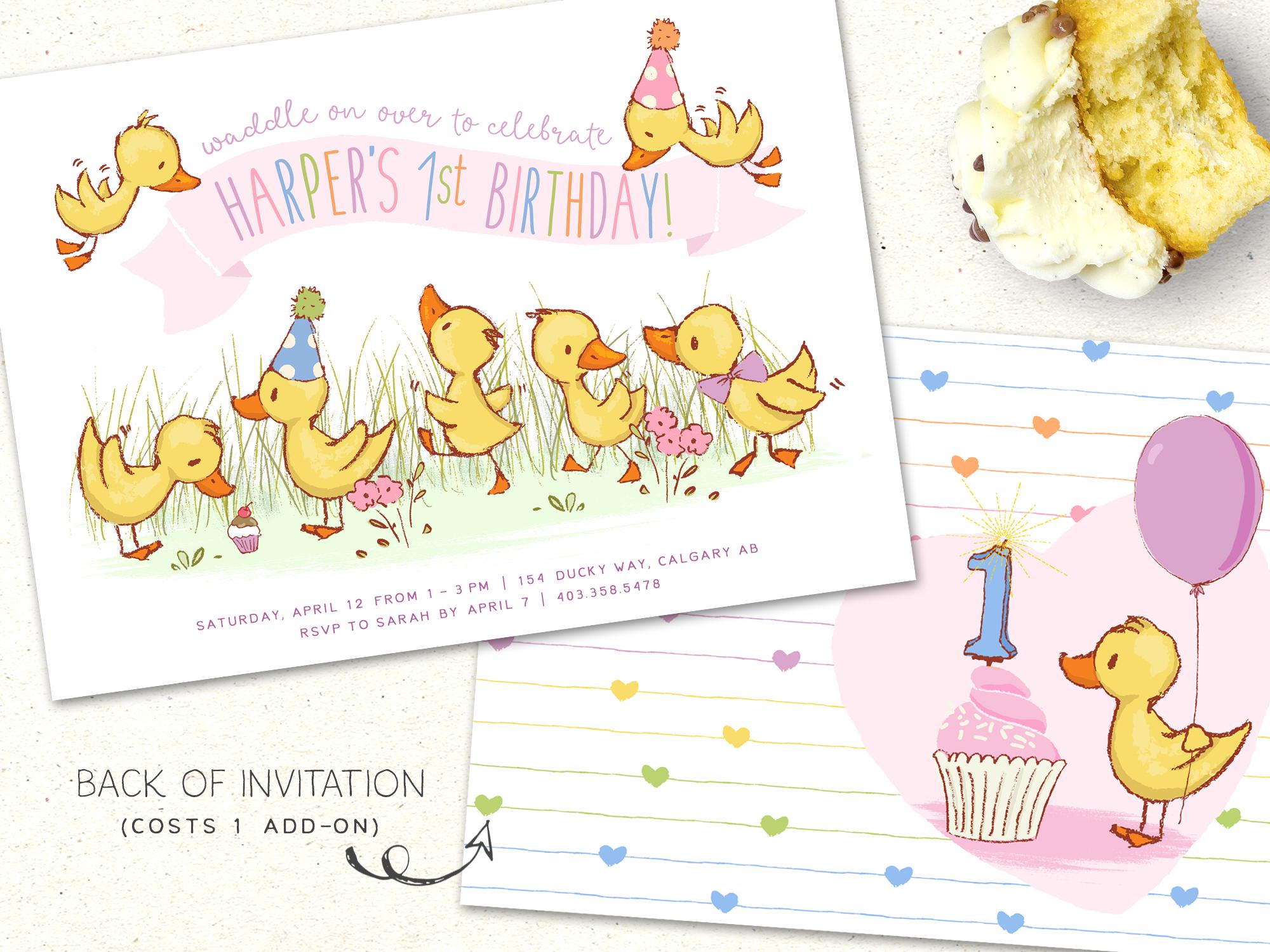 Ducky Invitation, Ducky Printable Invitation, First Birthday Invitation ...