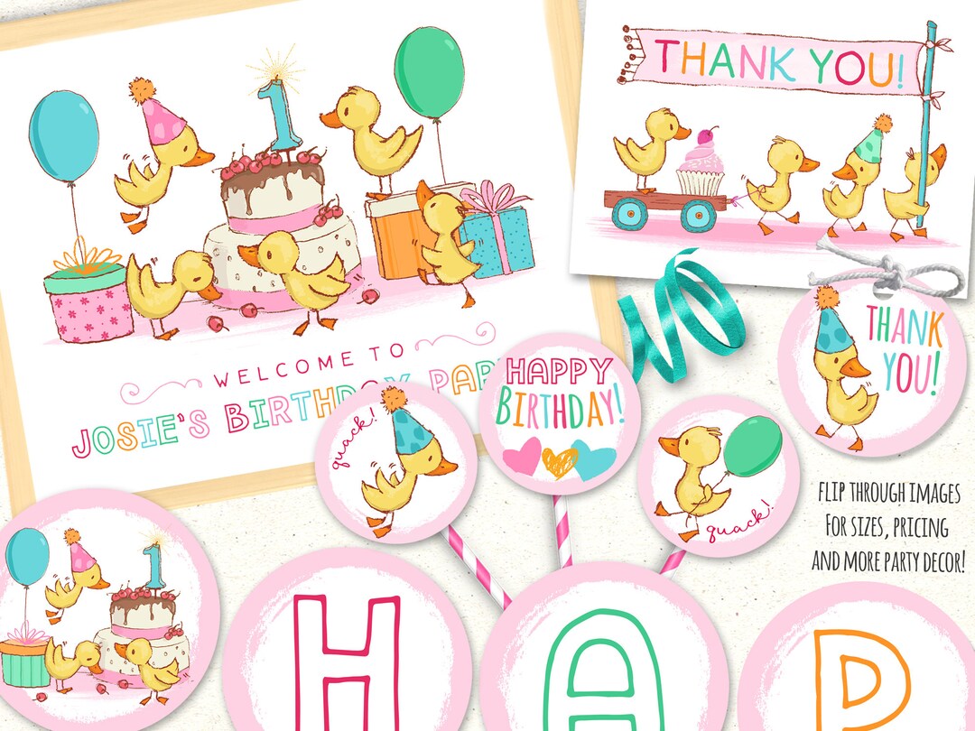 Printable Ducky Party Decorations, Party Decorations, Duckling Birthday ...