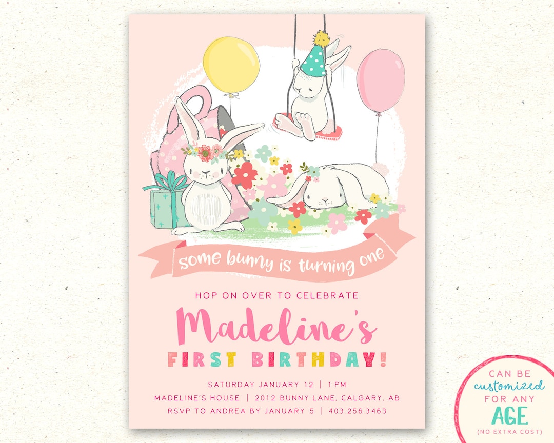 Bunny Birthday Invitation, Bunny Invitation, Tea Party Birthday ...