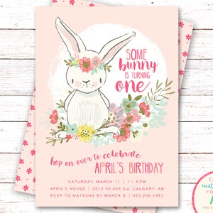 Bunny Birthday Invitation, Bunny Invitation, First Birthday Invitation ...