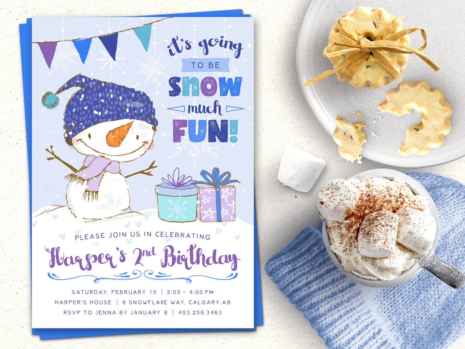 Printable Snowman Birthday Invitation, Winter Birthday Invitation ...