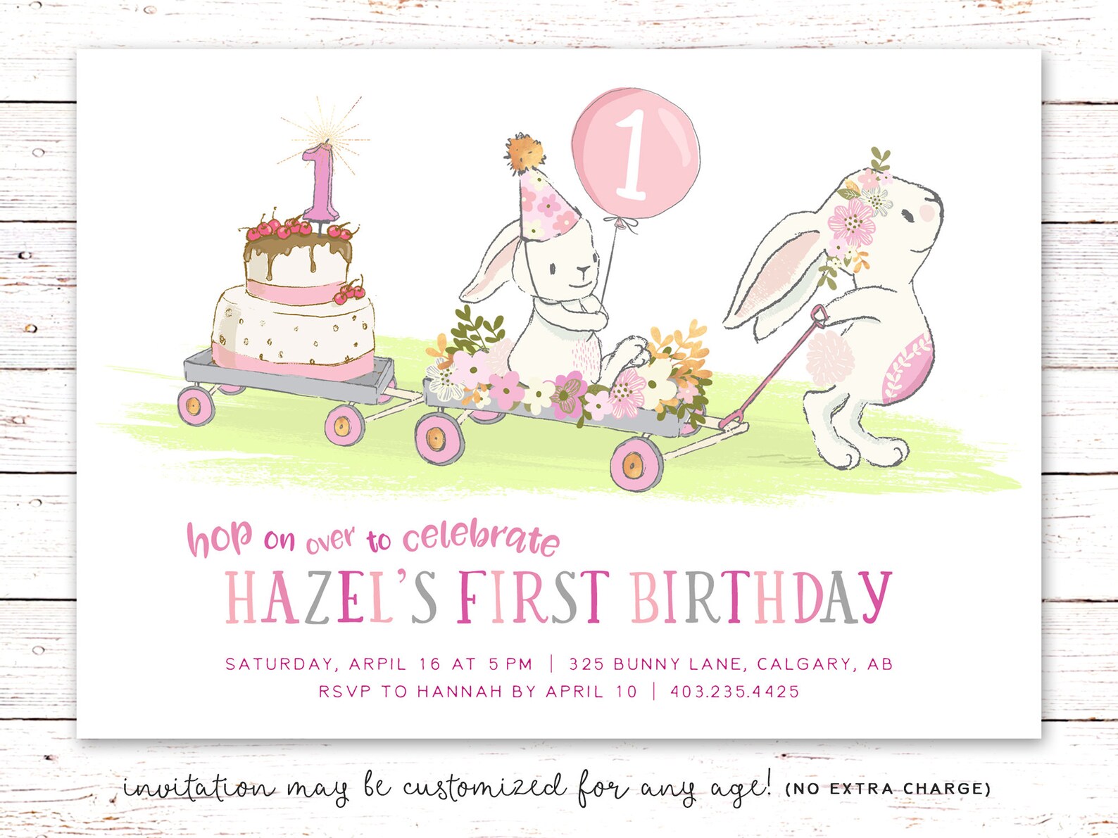 Printable Bunny Birthday Invitation Bunny Birthday Invite | Etsy