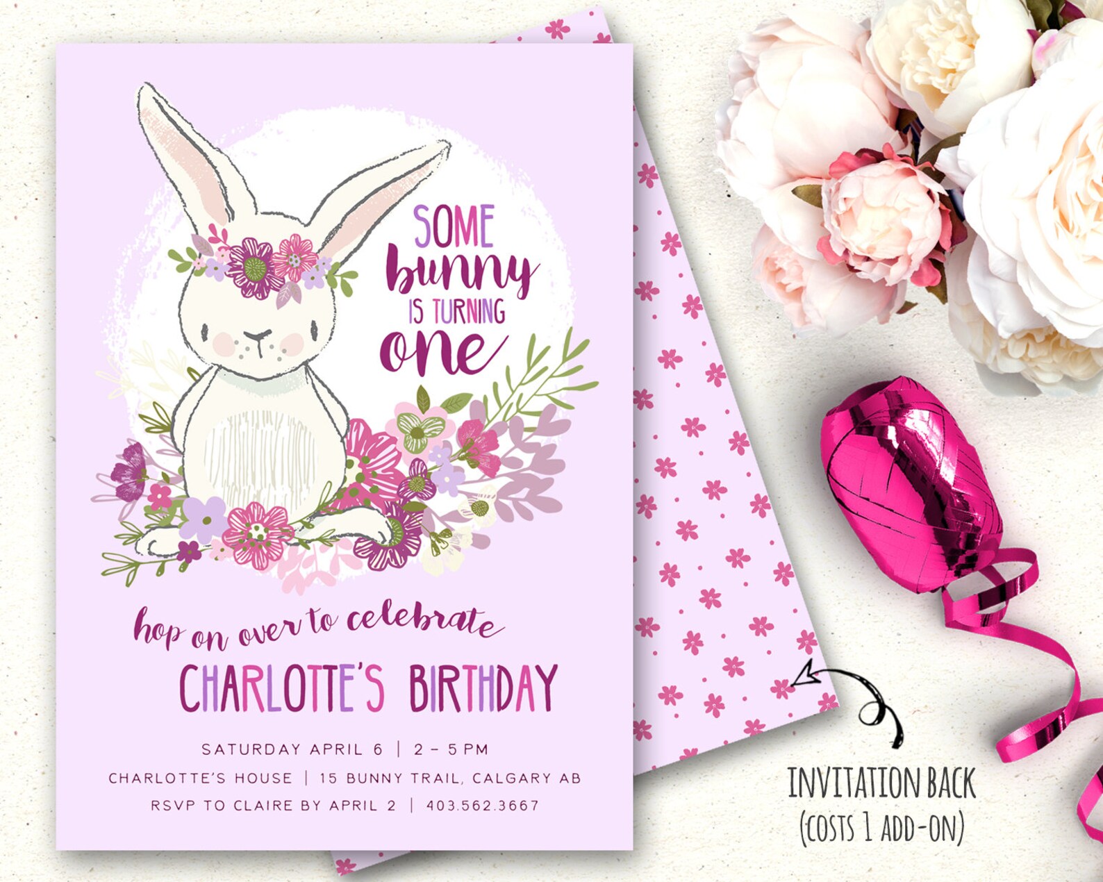 Bunny Birthday Invitation Bunny Invitations Bunny Party - Etsy