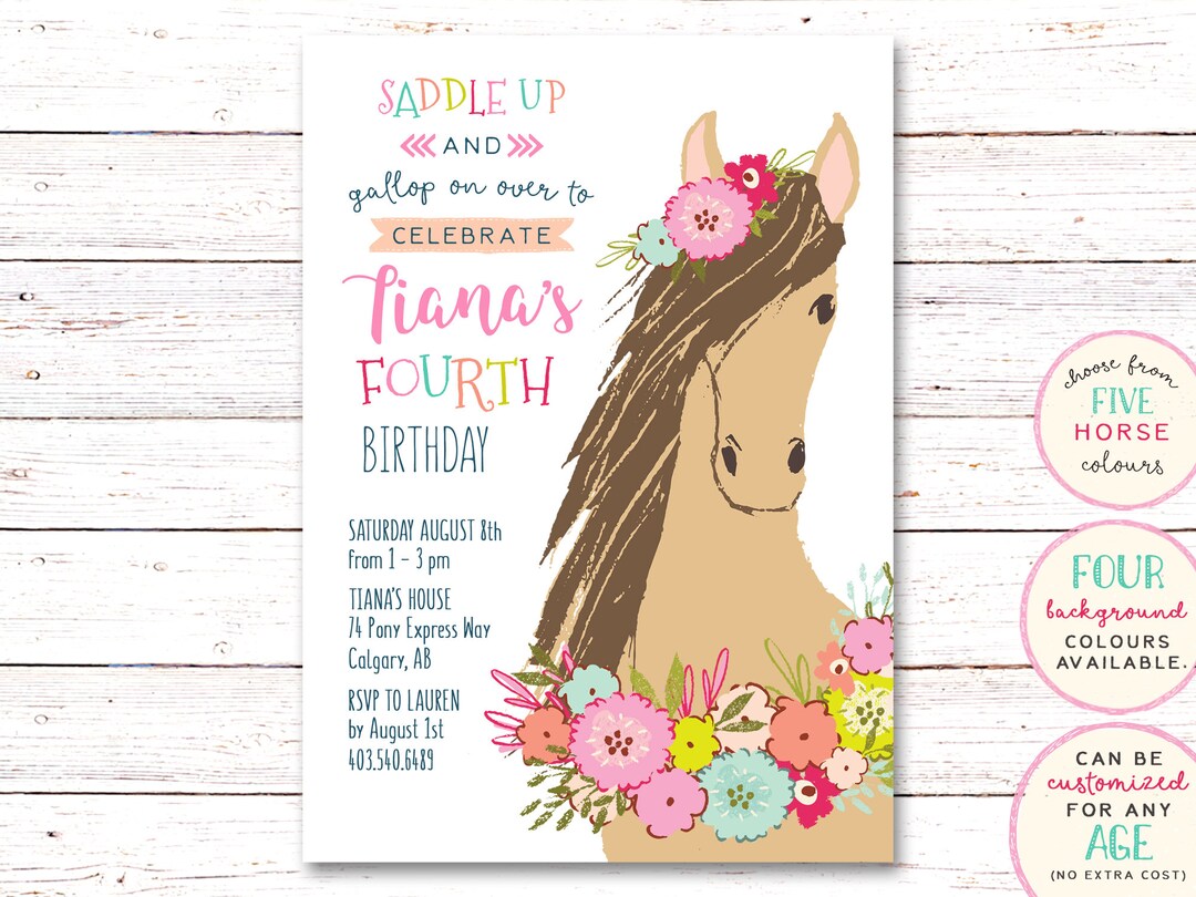 Pony Birthday Invitation, Pony Invitation, Horse Invitation, Horse ...