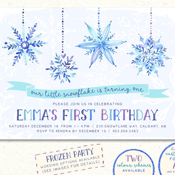 Snowflake Birthday Invitation - Etsy