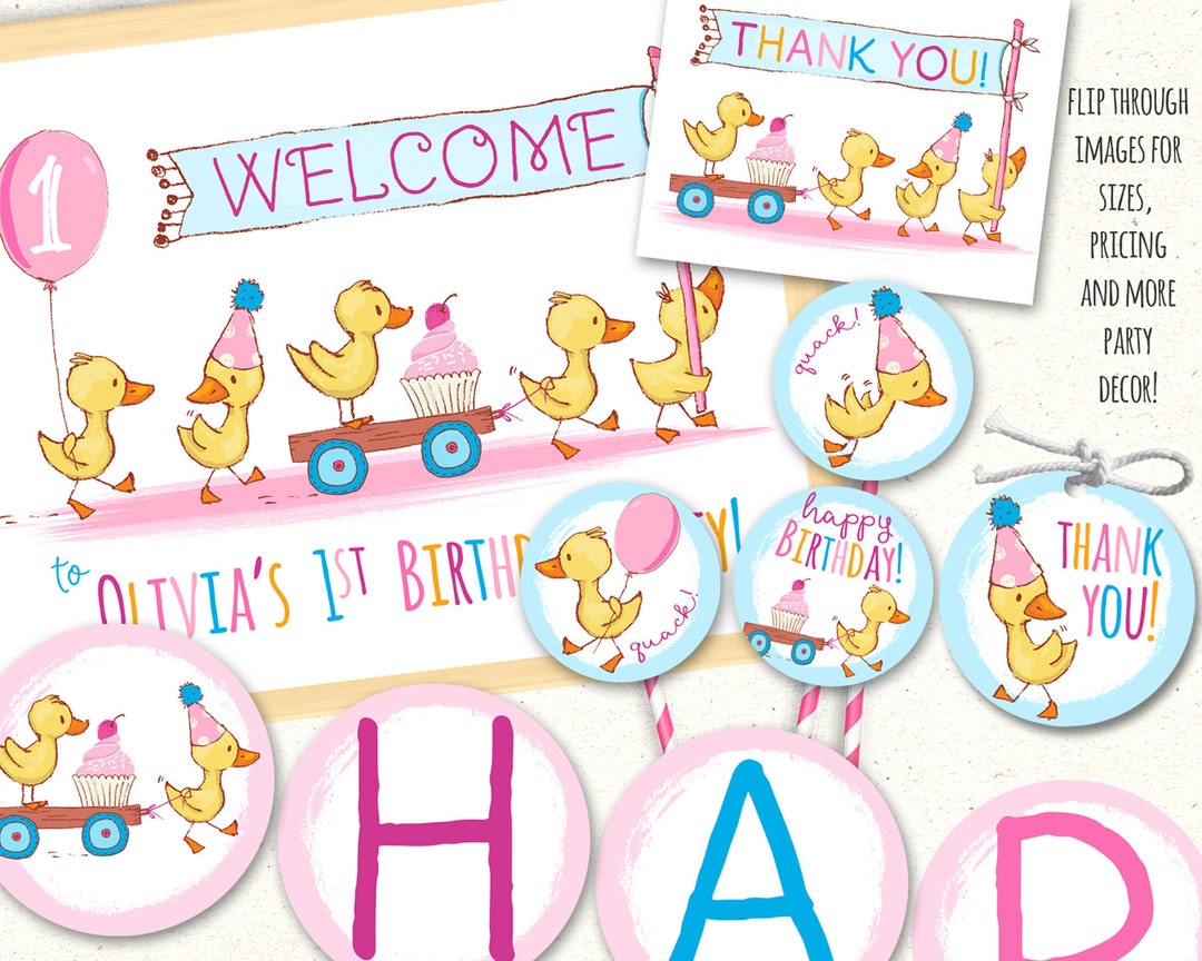 Printable Ducky Party Decorations, Party Decorations, Duckling Birthday ...