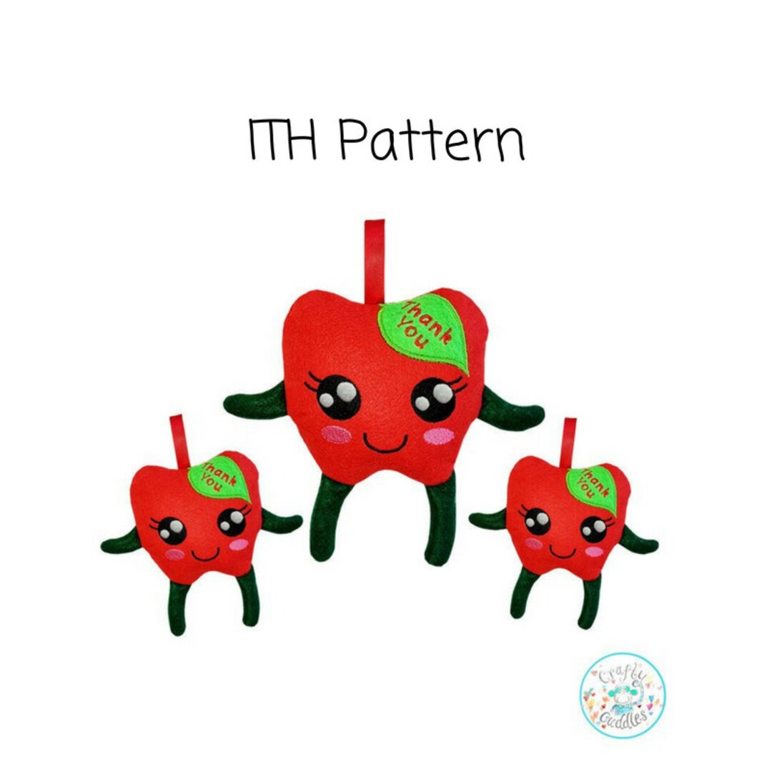 ITH Apple Stuffie Machine Embroidery Pattern ITH Teacher - Etsy