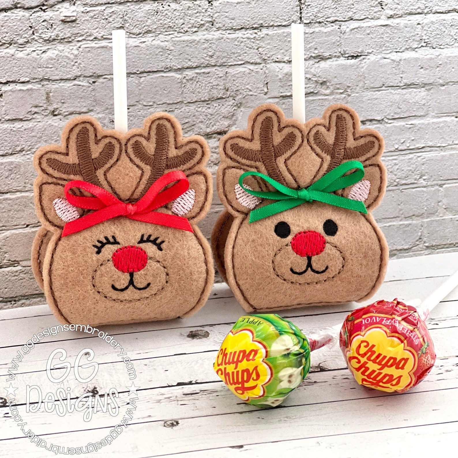 Reindeer Lollipop Wrap in the Hoop Machine Embroidery Design - Etsy