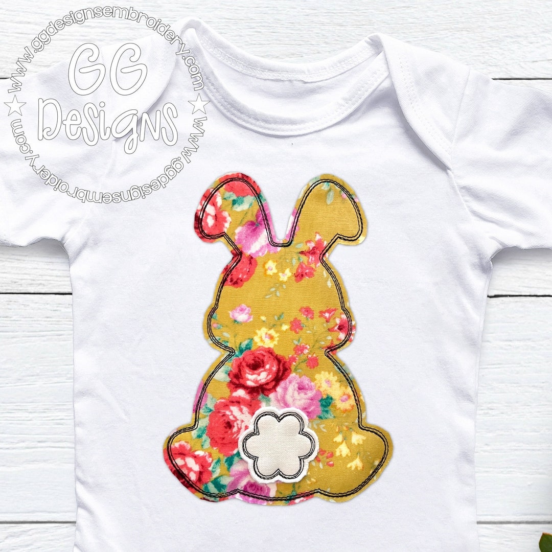 Bunny Outline Raw Edge Machine Embroidery Design - Etsy