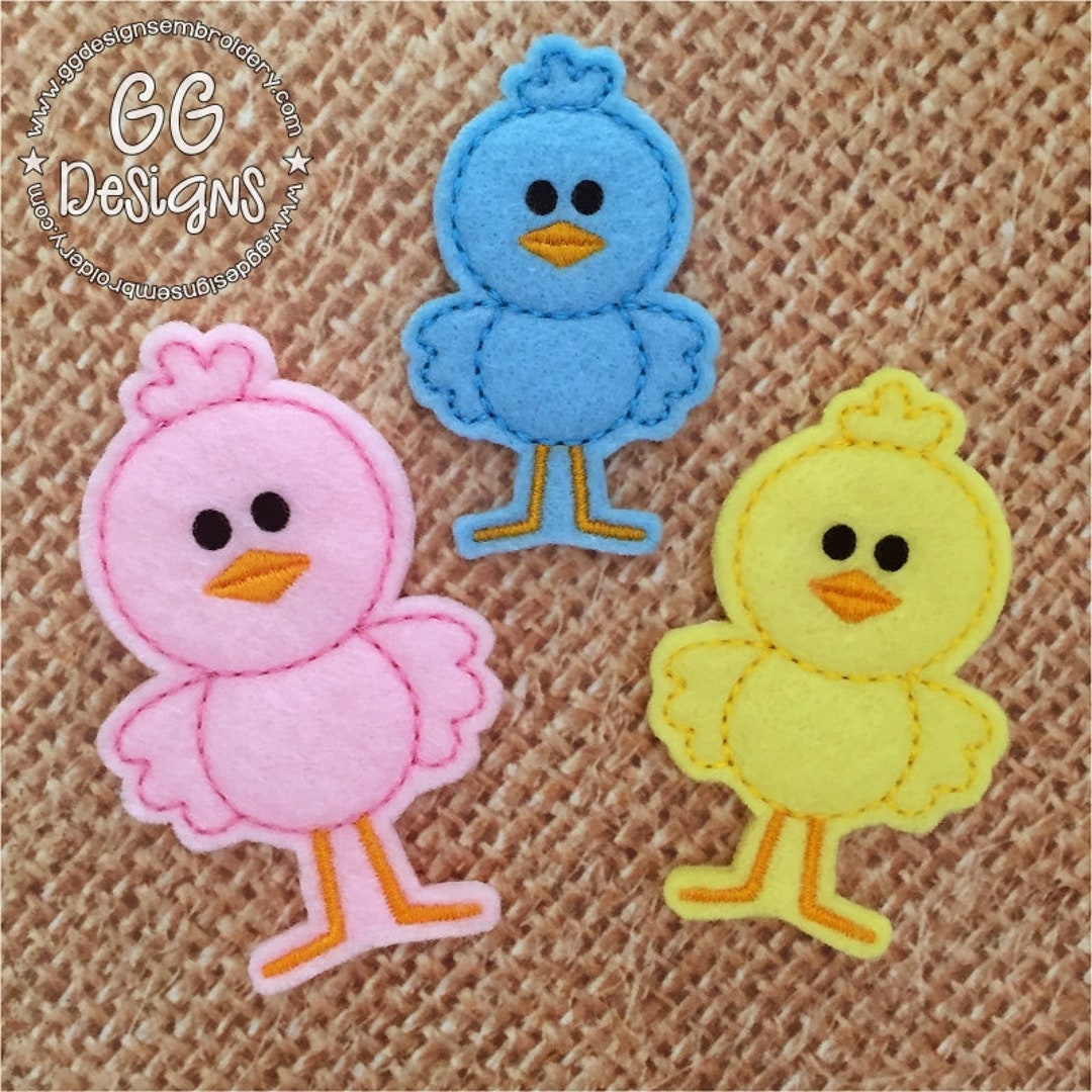 Standing Chick Felt Stitchies / Feltie in the Hoop Machine Embroidery ...