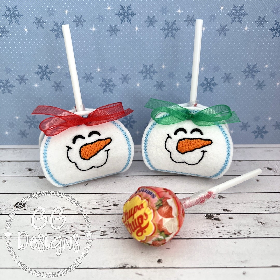 Snowman Lollipop Wrap in the Hoop Machine Embroidery Design - Etsy