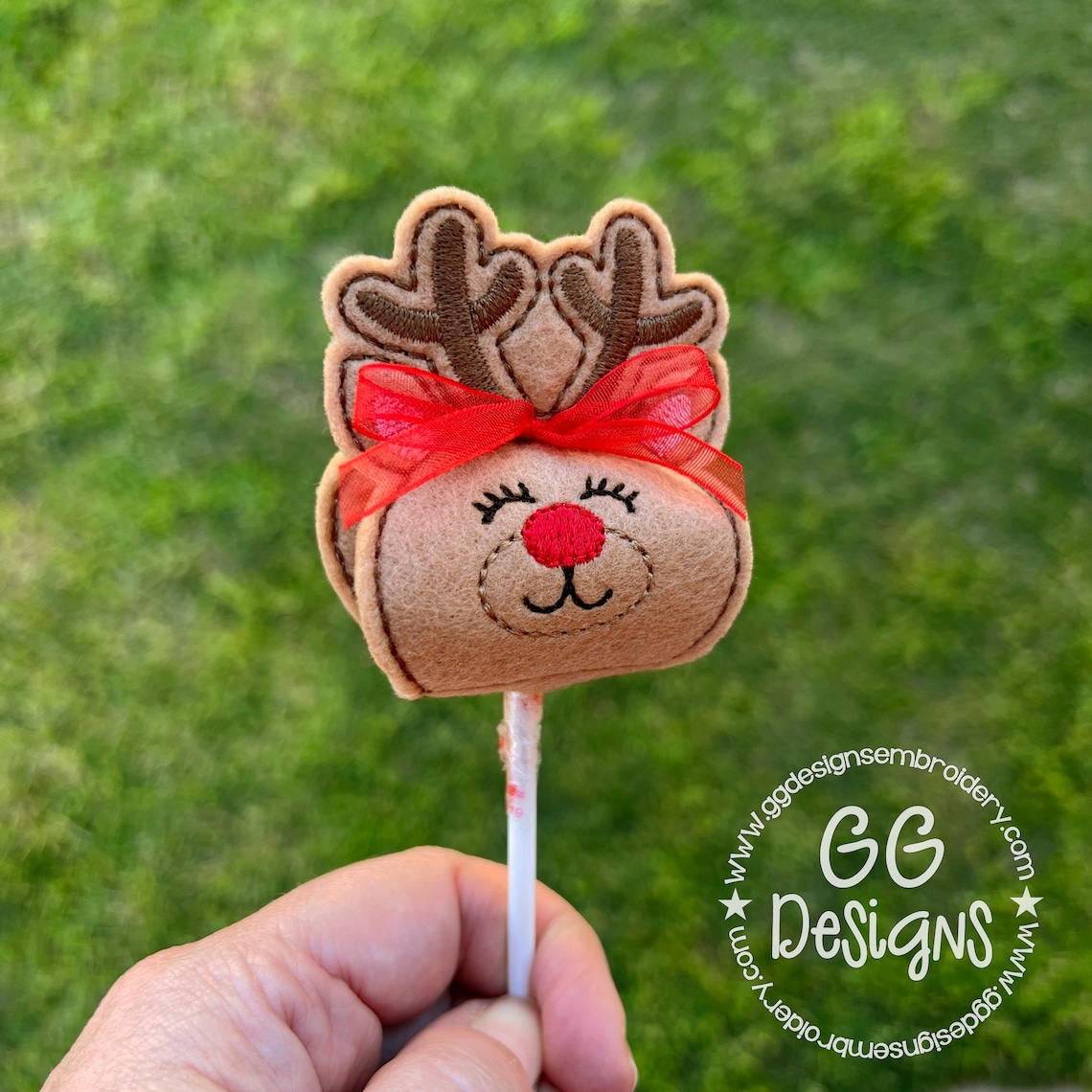 Reindeer Lollipop Wrap in the Hoop Machine Embroidery Design - Etsy