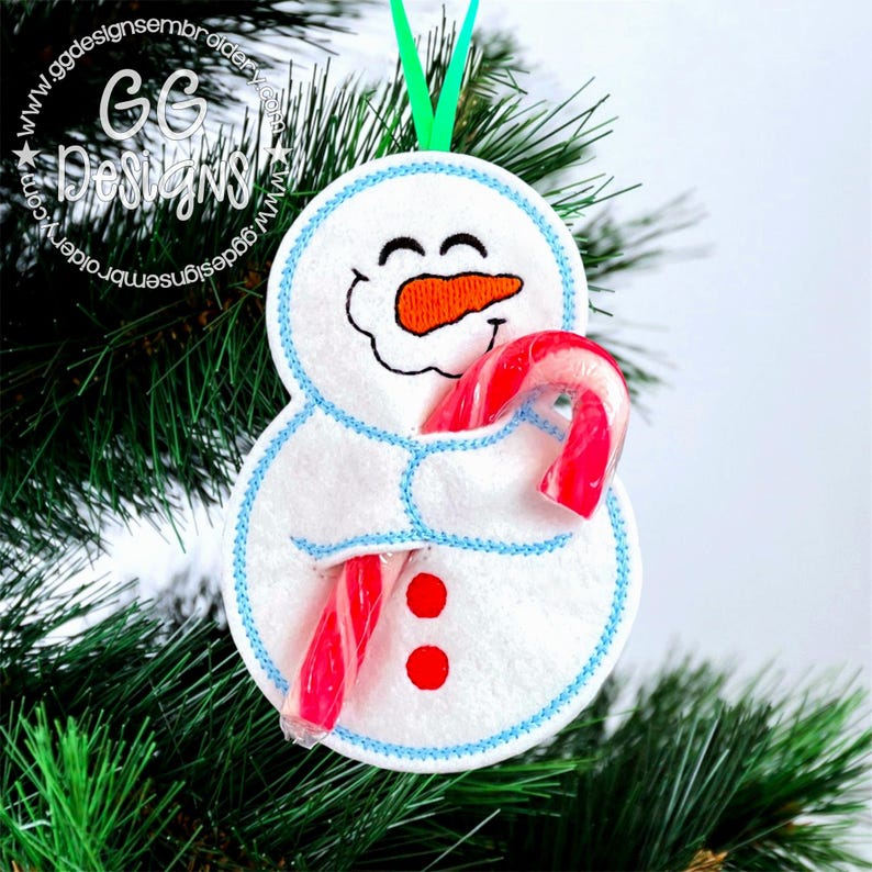 Snowman Candy Cane Hugger in the Hoop Machine Embroidery Design - Etsy