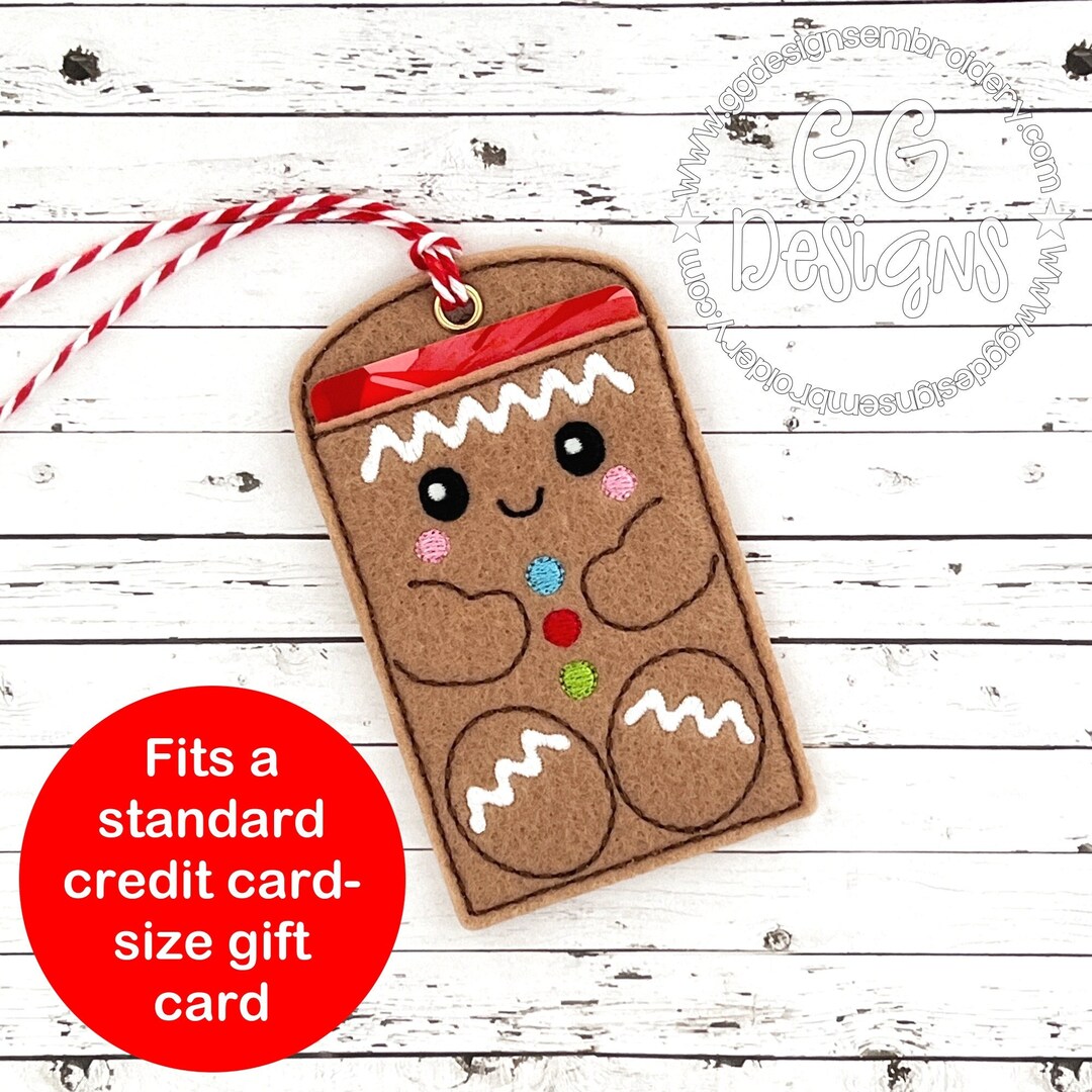 Gingerbread Gift Card Holder in the Hoop Machine Embroidery Design - Etsy