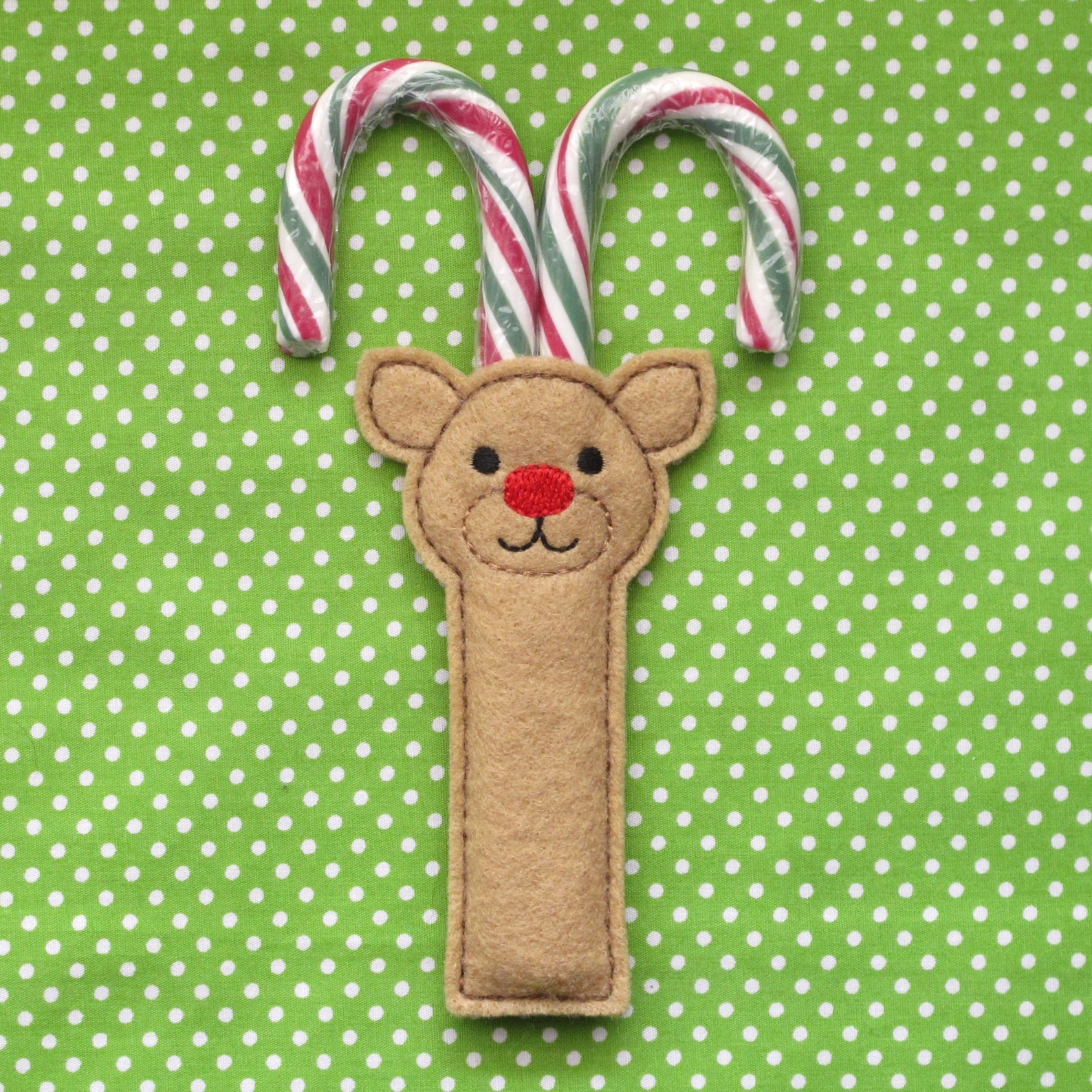 Reindeer Candy Cane Holder in the Hoop Machine Embroidery | Etsy