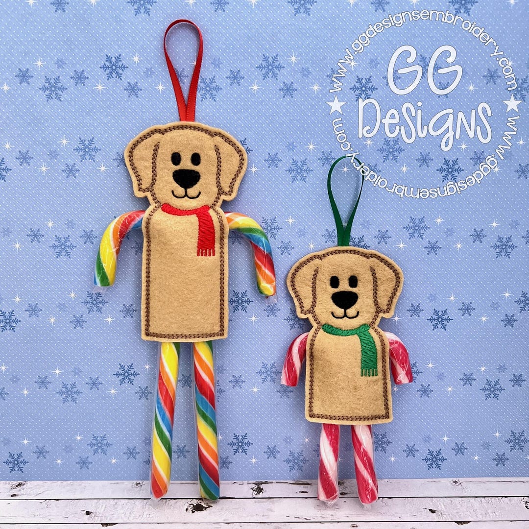Dog Double Candy Cane Holder in the Hoop Machine Embroidery Design - Etsy