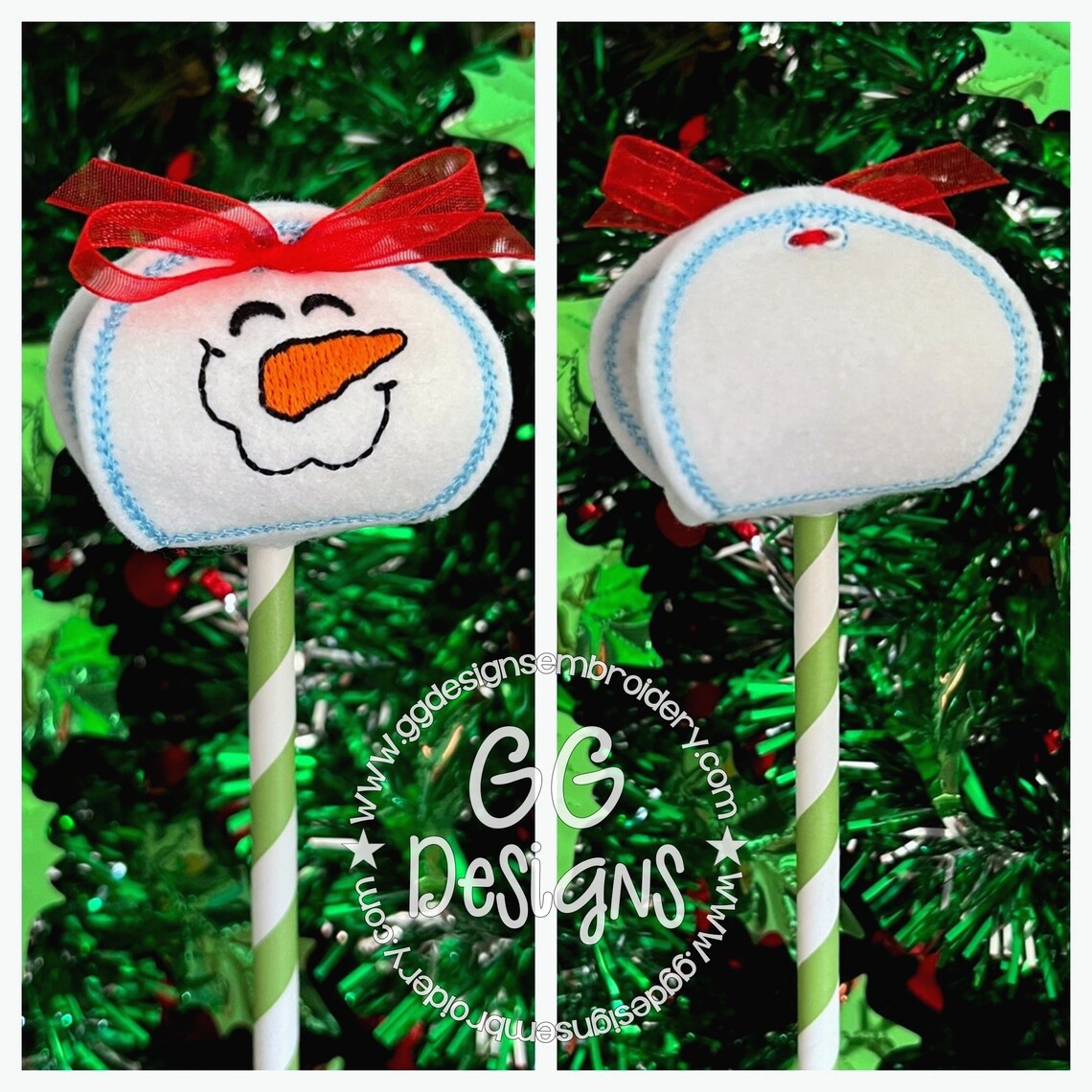 Snowman Lollipop Wrap in the Hoop Machine Embroidery Design - Etsy